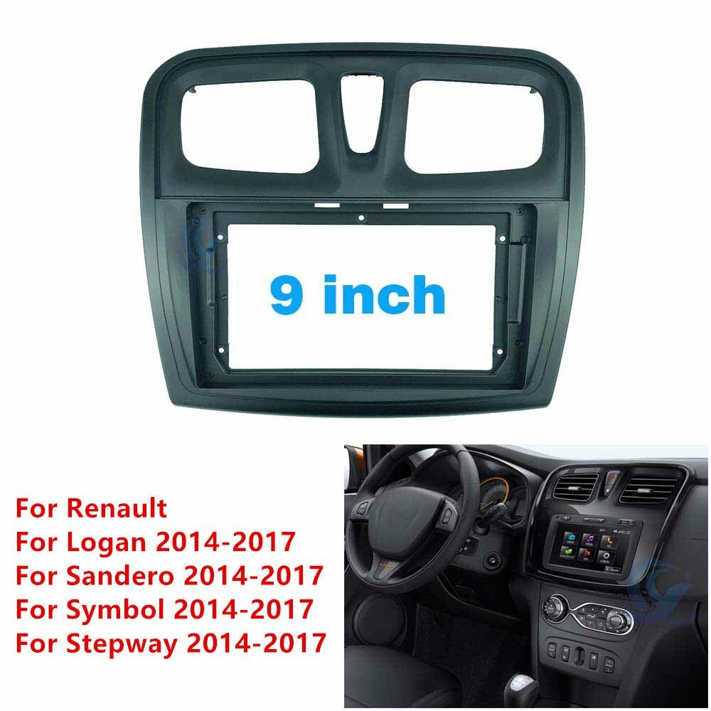 2 din 9-дюймовая рамка для автомобильной магнитолы для renault sandero symbol logan 2014-17, рамка для установки приборной панели, dvd-проигрыватель, mp5-мультимедийный проигрыватель