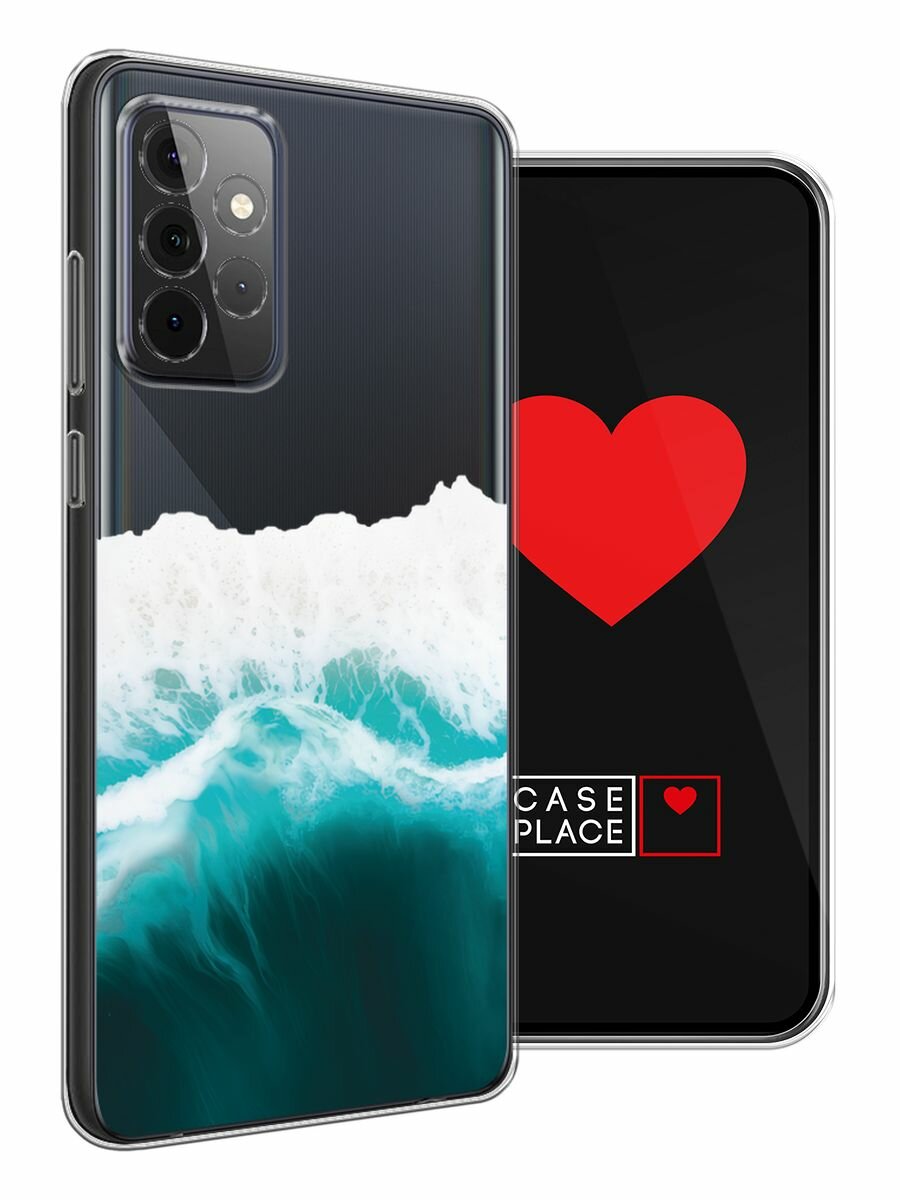 Чехол на Samsung Galaxy A72 / Самсунг Галакси А72 с принтом "Большая волна", прозрачный — фото 1