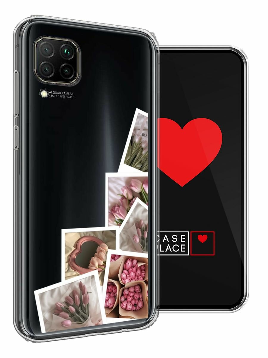 Чехол на Honor 30S Global/Huawei P40 Lite 5G/Nova 7 SE / Хонор 30S с принтом "Весенние фото - 8 марта", прозрачный — фото 1