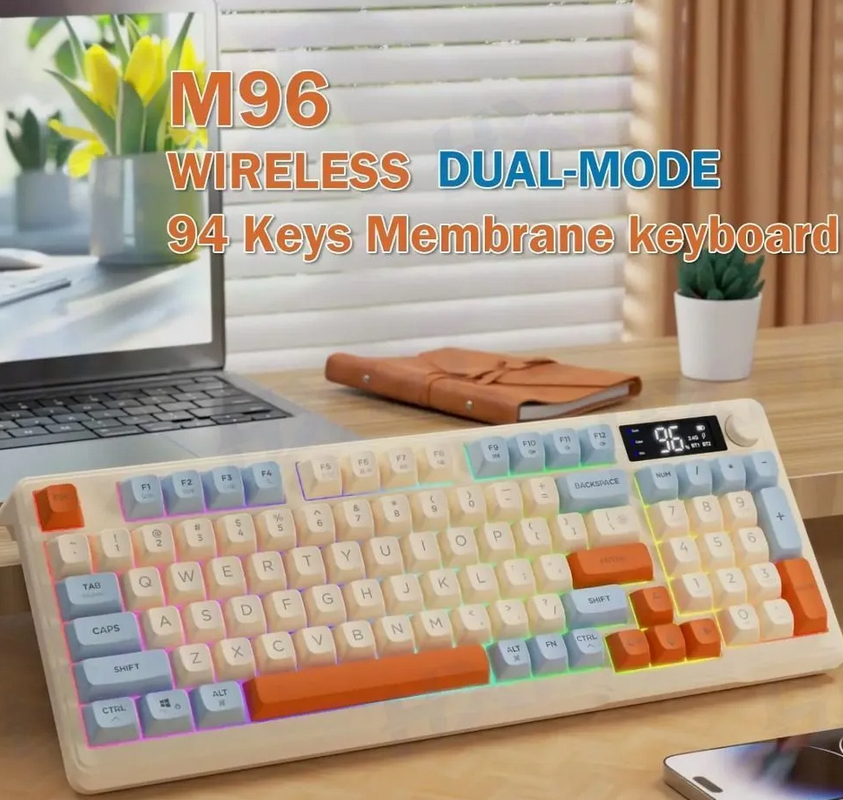 ZIYOU LANG Беспроводная Игровая Клавиатура С Дисплеем И Ручками Регулироверами Bluetooth 2.4 ГГц Бесшумная Функция