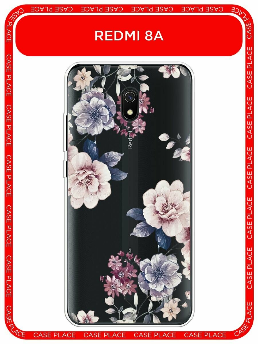 Чехол на Xiaomi Redmi 8A / Сяоми Редми 8А с принтом "Нежные винтажные цветы", прозрачный