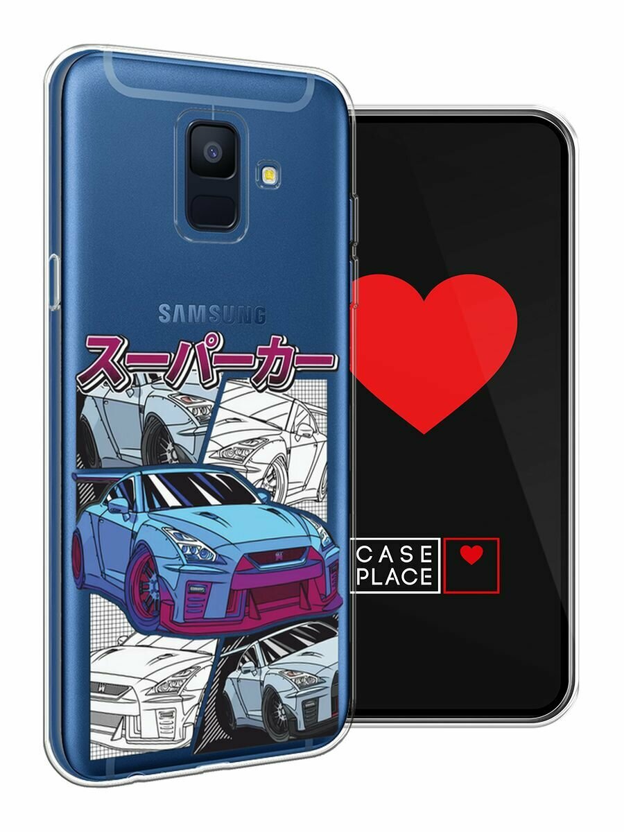 Чехол на Samsung Galaxy A6 / Самсунг Галакси А6 с принтом "JDM коллаж", прозрачный — фото 1