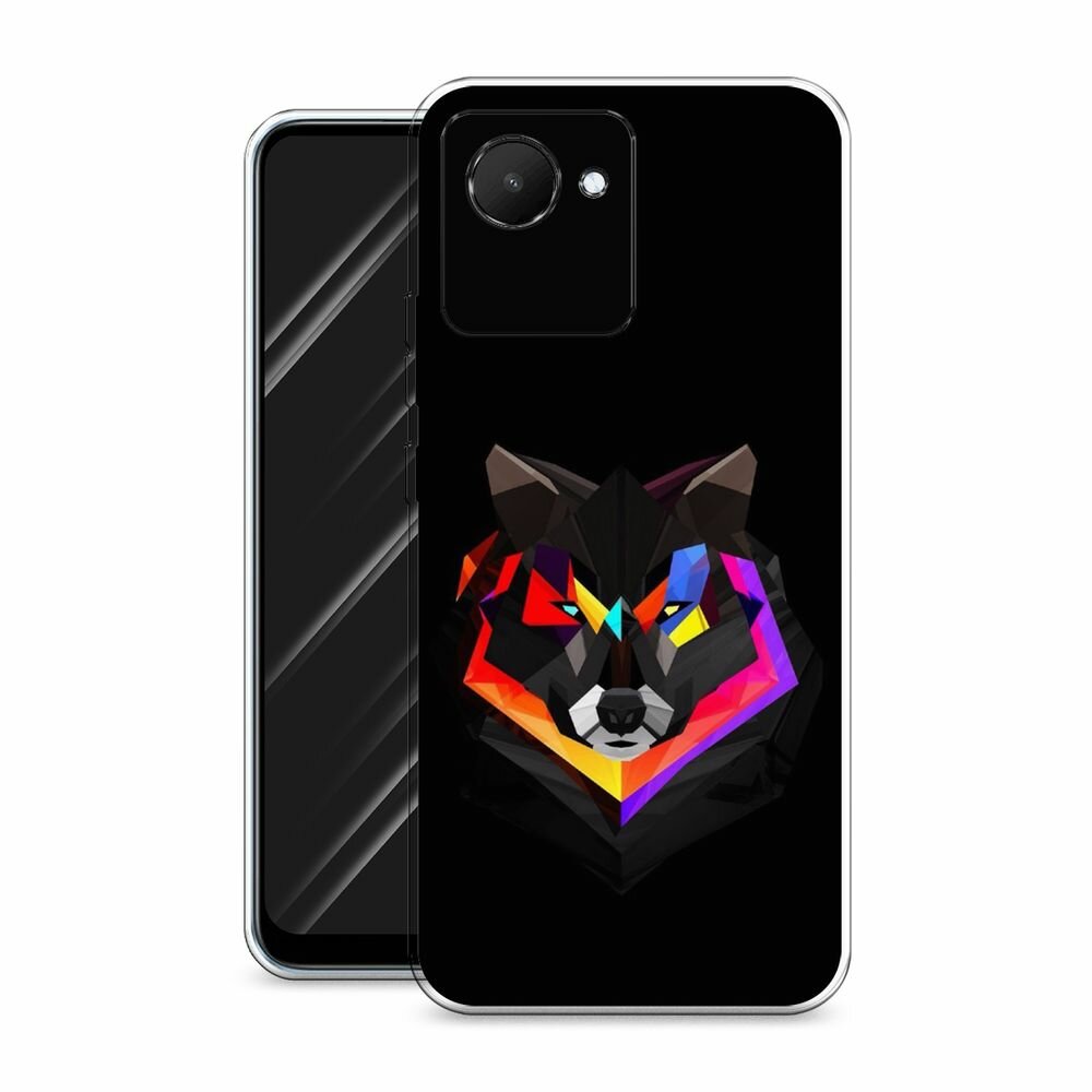 Чехол на Realme C30 / Реалми C30 с принтом Геометрический яркий волк — фото 1
