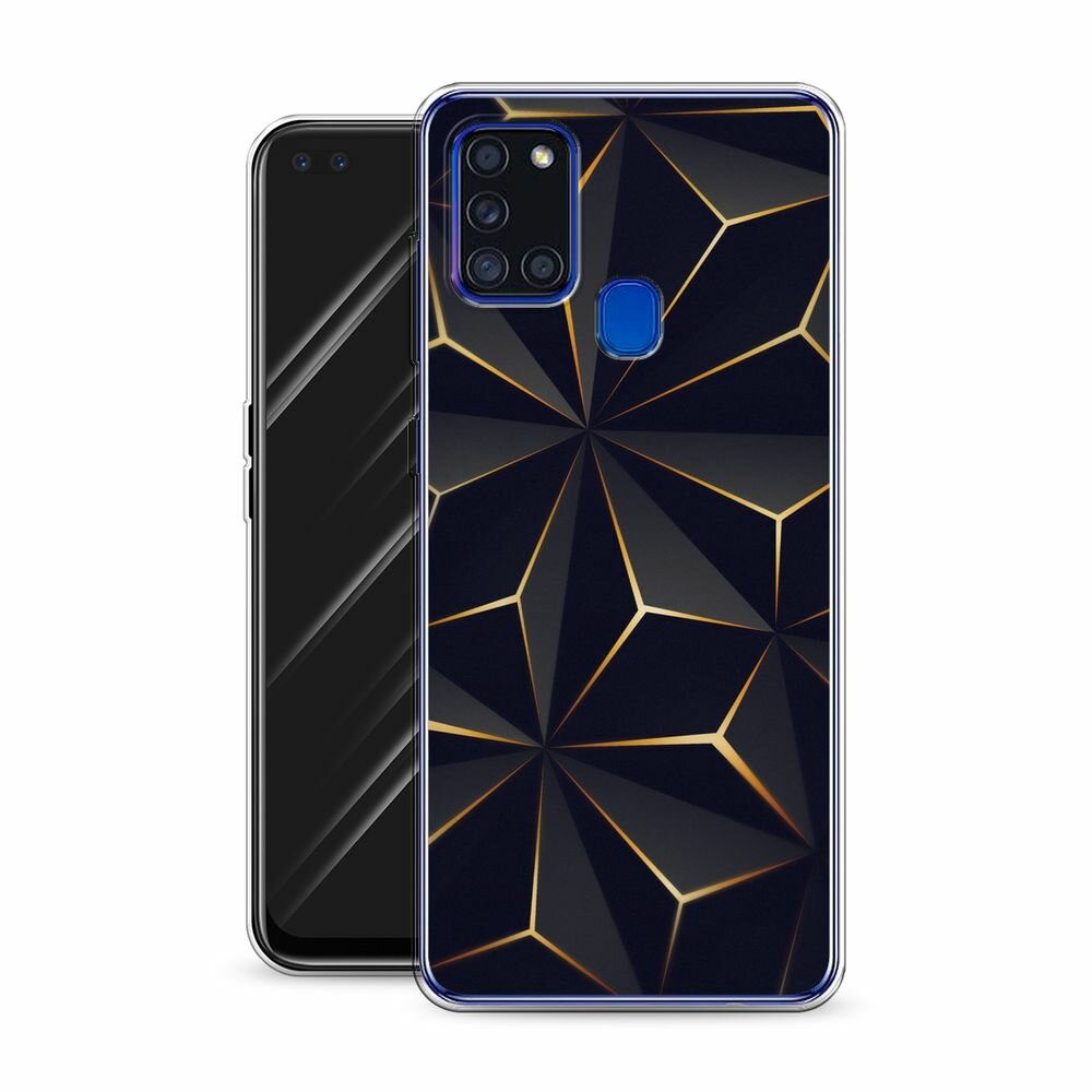 Чехол на Samsung Galaxy A21s / Самсунг Галакси A21s с принтом "Черные полигоны" — фото 1