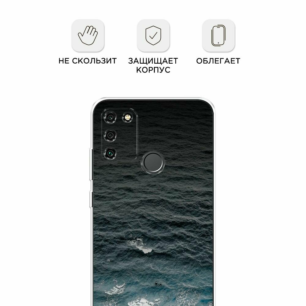Силиконовый чехол на Honor 9A / Хонор 9А с принтом Волны на море — фото 1