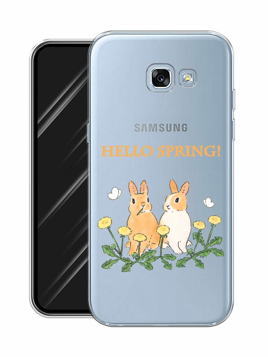 Чехол на Samsung Galaxy A5 2017 / Самсунг Галакси А5 2017 с принтом "Весенние кролики", прозрачный — фото 1