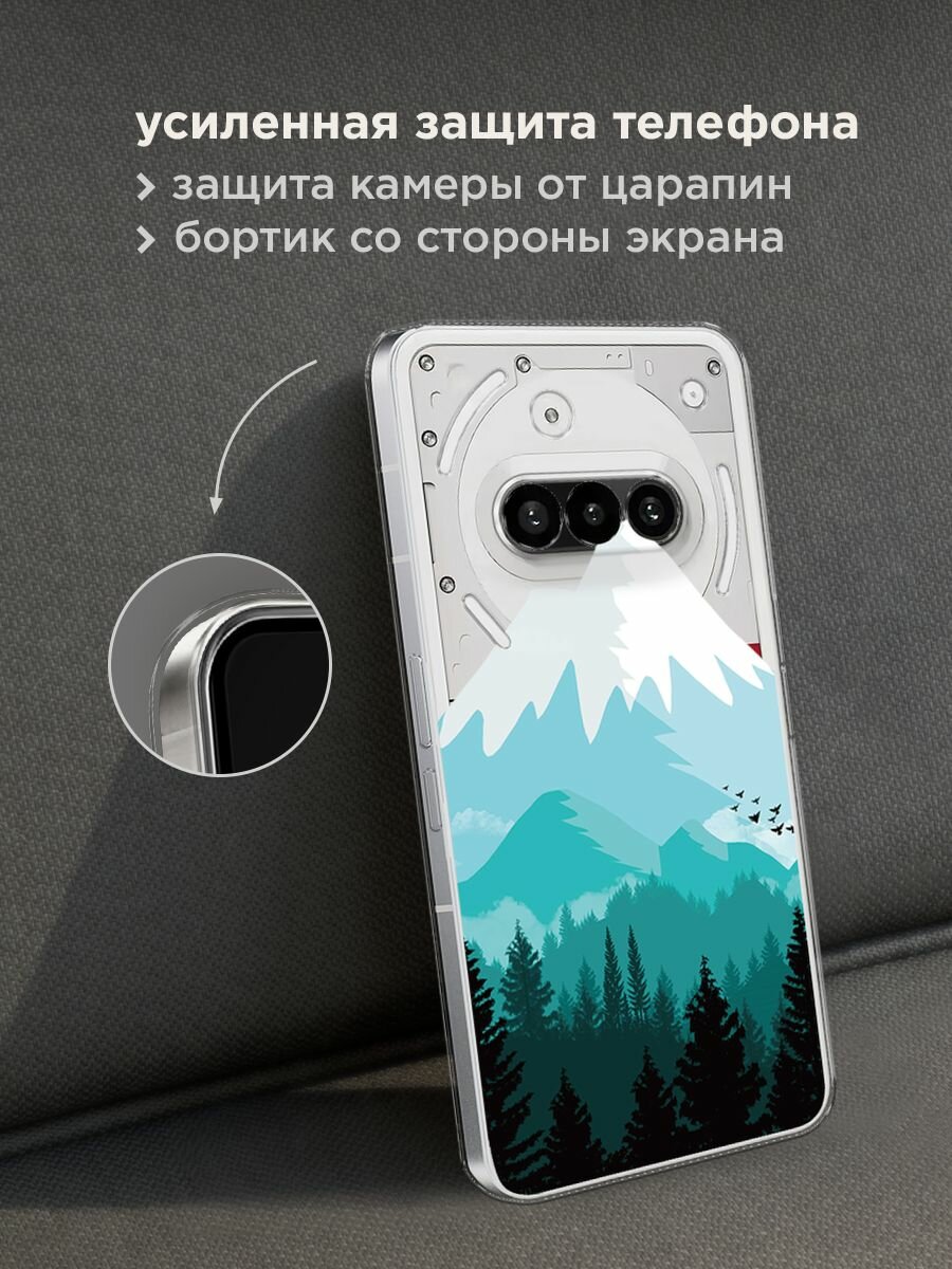 Чехол на Nothing Phone 3a / Нотинг Фон 3а с принтом "Синяя снежная гора", прозрачный — фото 1