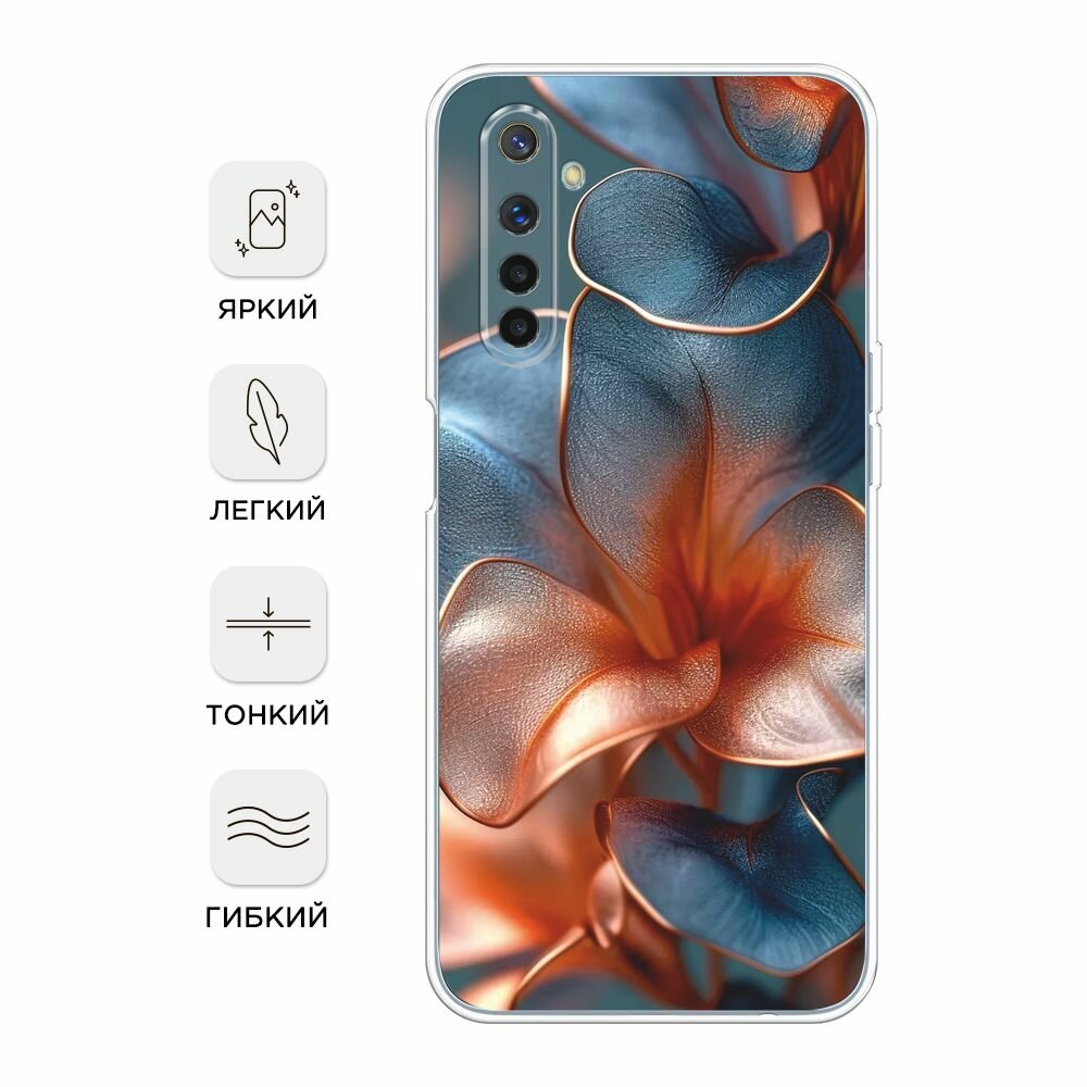 Силиконовый чехол на Realme 6 / Реалми 6 с принтом "Жемчужные цветы" — фото 1