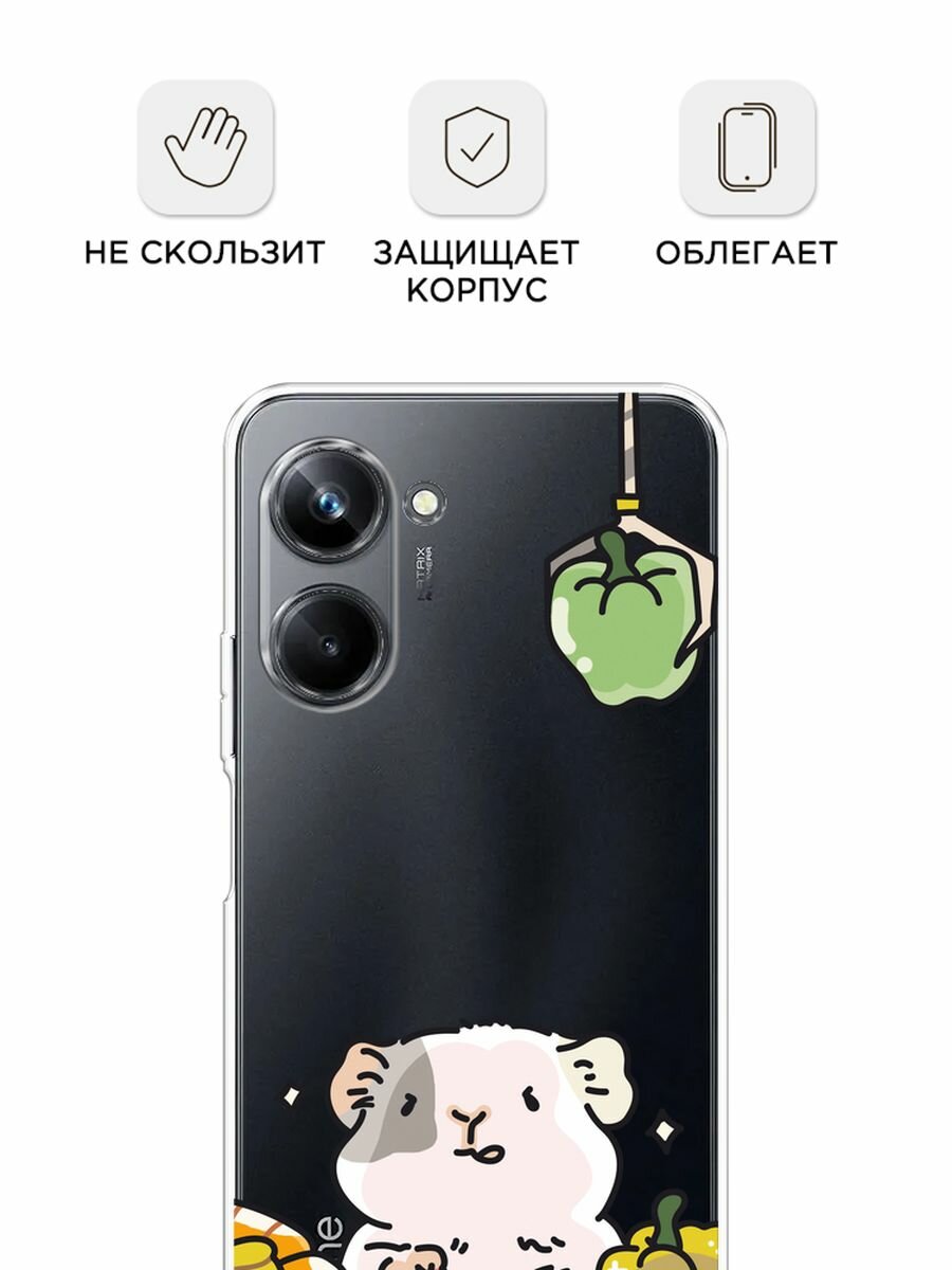 Чехол на Realme 10 Pro / Реалми 10 Про с принтом "Пирующая морская свинка", прозрачный — фото 1