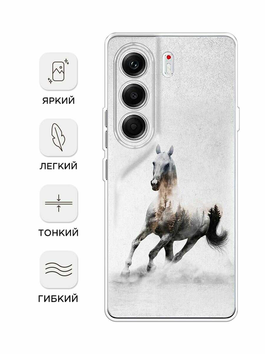 Чехол на Tecno Camon 40 Pro / Текно Камон 40 Про с принтом "Лошадь лес" — фото 1