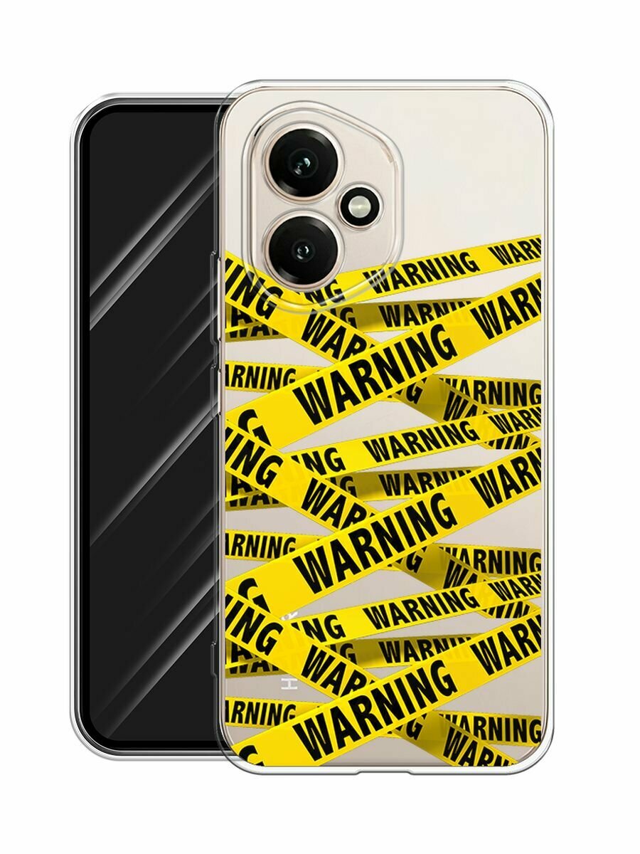 Чехол на Honor 400 / Хонор 400 с принтом "Warning!", прозрачный — фото 1