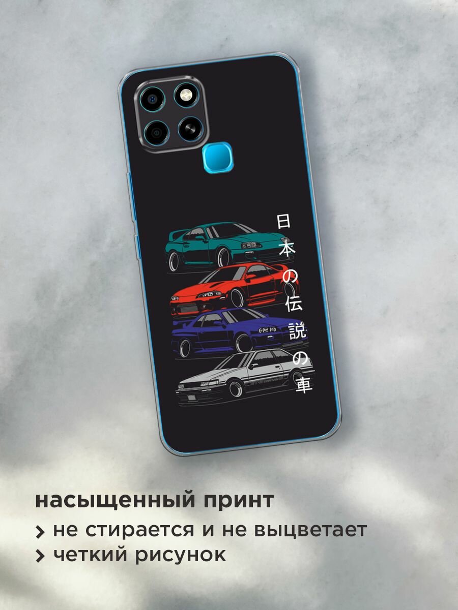 Чехол на Infinix Smart 6 / Инфиникс Смарт 6 с принтом "JDM Legend cars" — фото 1