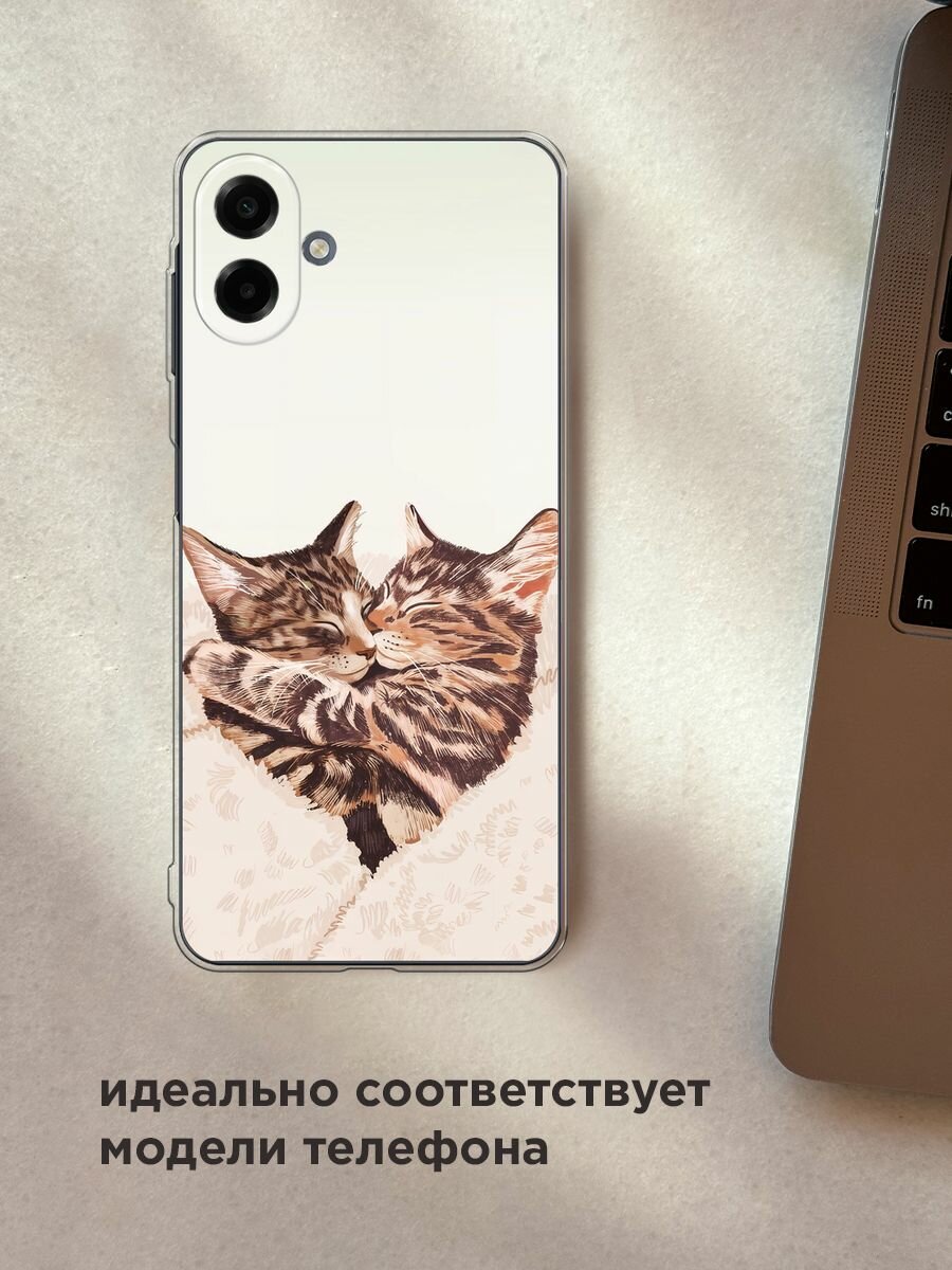 Чехол на Samsung Galaxy A07/A08 / Самсунг А07/А08 с принтом "Влюбленные котейки - 14 февраля" — фото 1