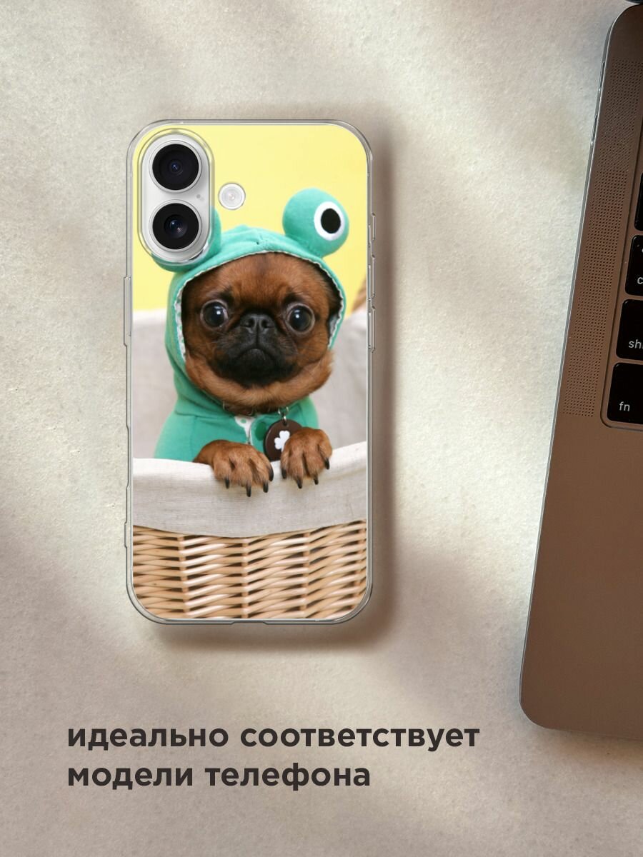 Чехол на Apple iPhone 17 / Айфон 17 с принтом "Собачка в шапке лягушки" — фото 1