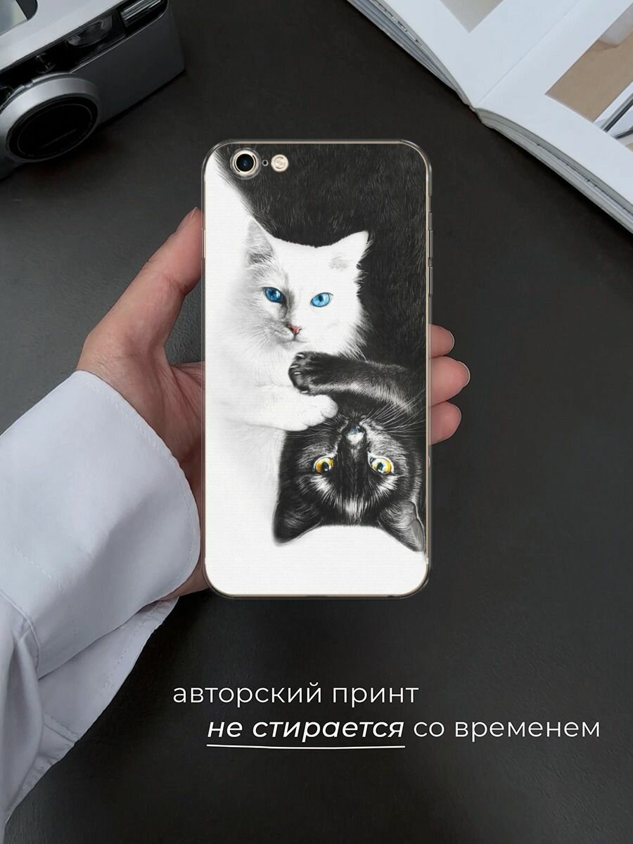Чехол на Apple iPhone 6 Plus/6S Plus / Айфон 6 Плюс/Айфон 6С Плюс с принтом "Коты Инь-Янь" — фото 1