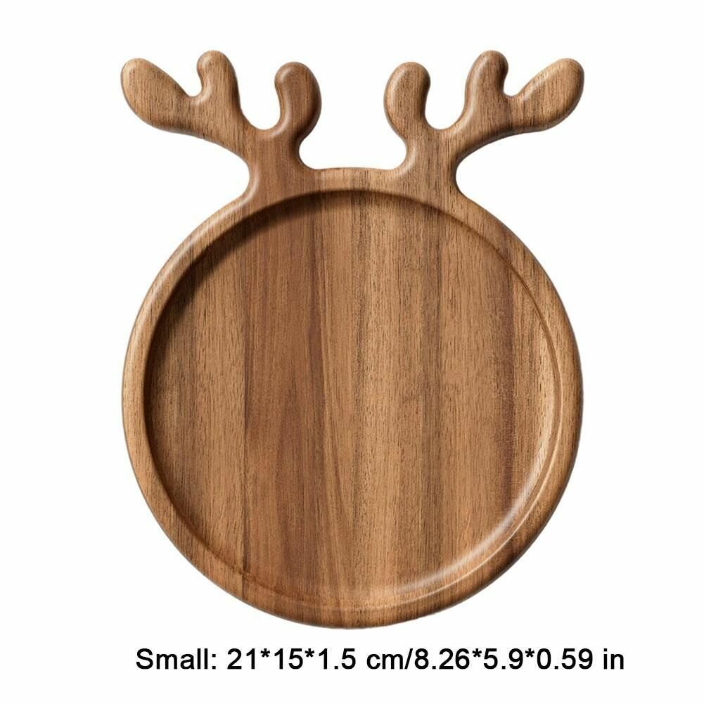 Новогоднее деревянное животное Олень Деревянная тарелка