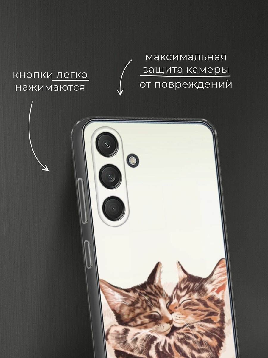 Чехол на Samsung Galaxy M55 / Самсунг M55 с принтом "Влюбленные котейки - 14 февраля" — фото 1