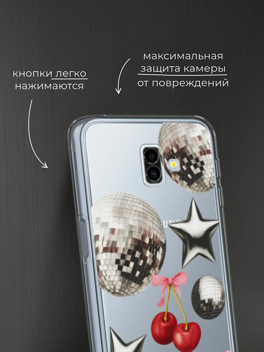 Чехол на Samsung Galaxy J6 + / Самсунг Галакси J6 Плюс 2018 с принтом "Стильная подборка", прозрачный — фото 1