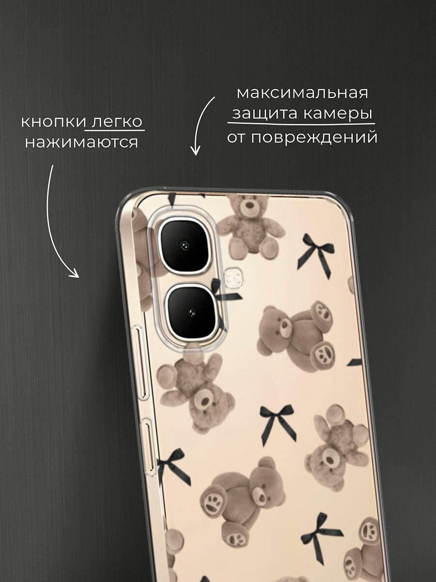Чехол на Infinix Smart 10 / Инфиникс Смарт 10 с принтом "Плюшовые мишки 2", прозрачный — фото 1