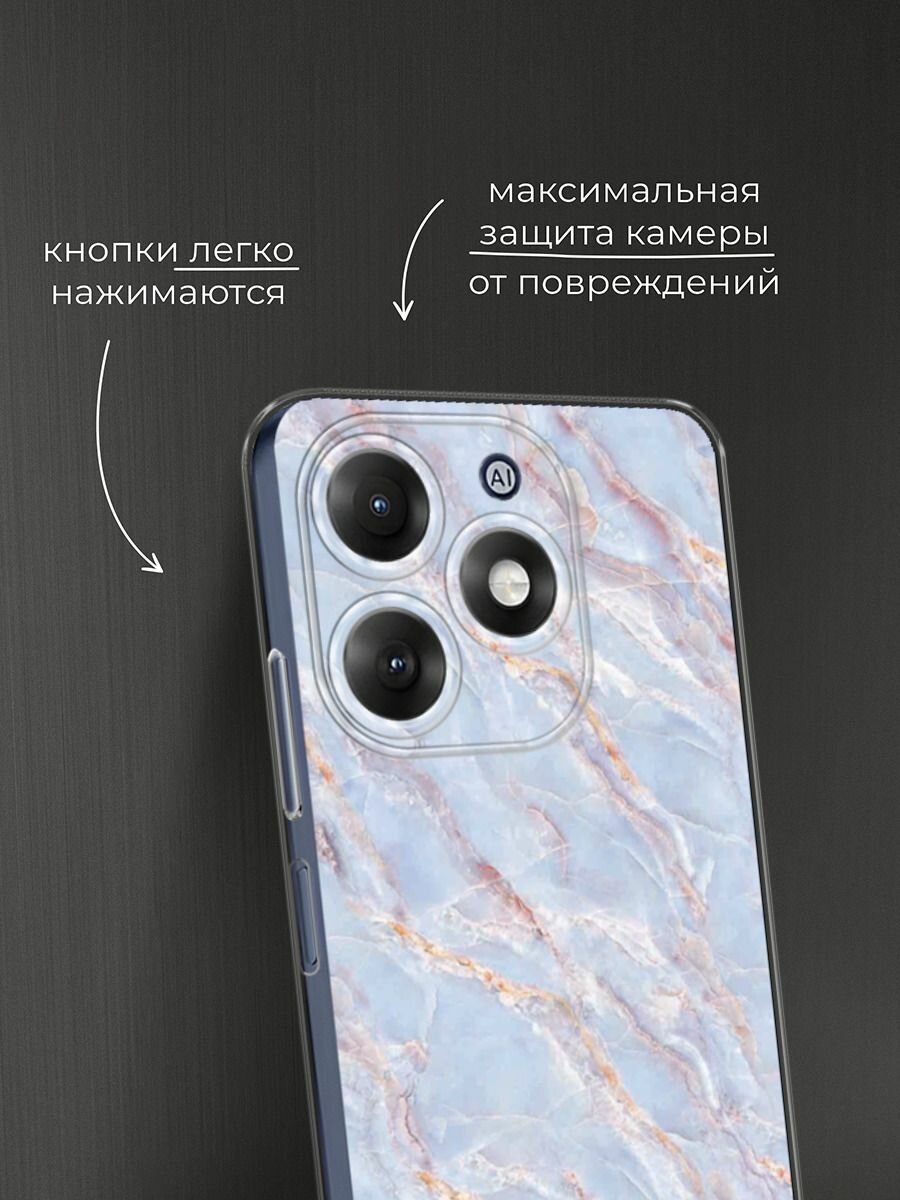 Силиконовый чехол на Itel A70 / Ител А70 с принтом "Сиреневый мрамор" — фото 1