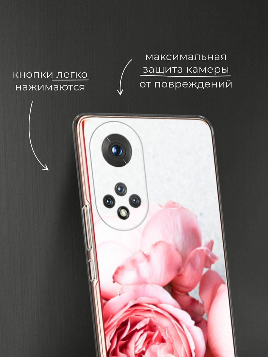 Чехол на Honor 50/Huawei Nova 9 / Хонор 50/Хуавей Нова 9 с принтом "Пионы на белом" — фото 1