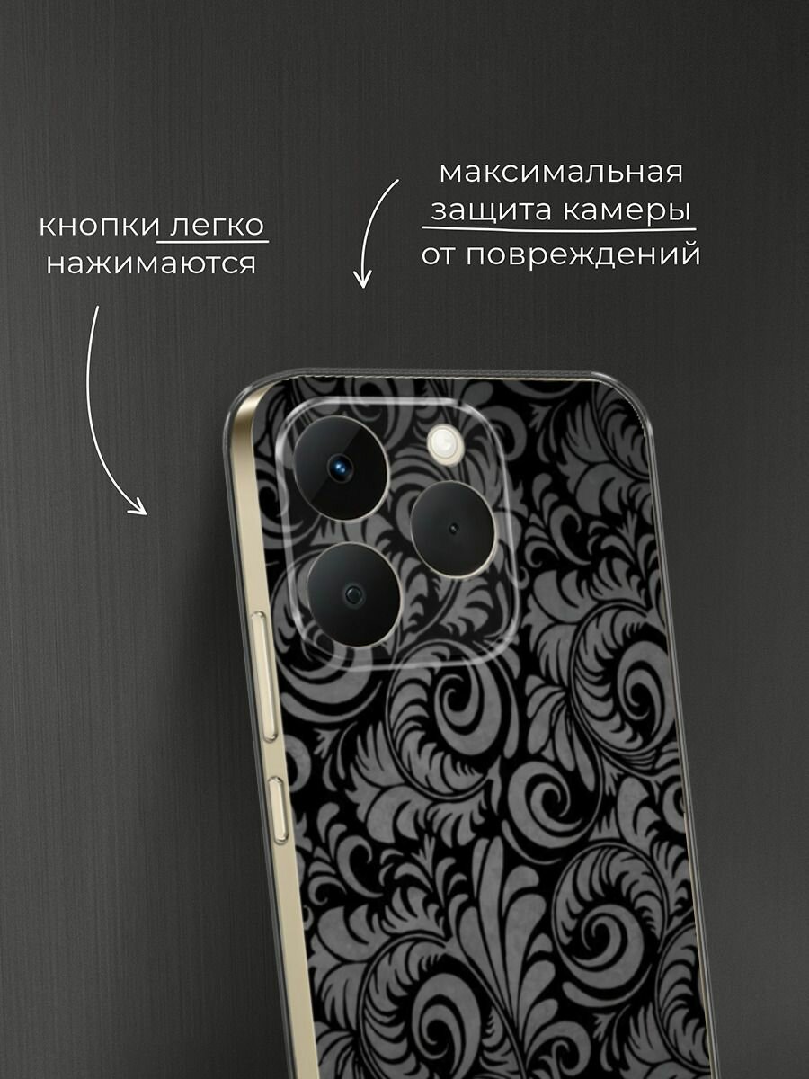 Силиконовый чехол на Realme 15T / Реалми 15Т с принтом "Чёрный узор" — фото 1