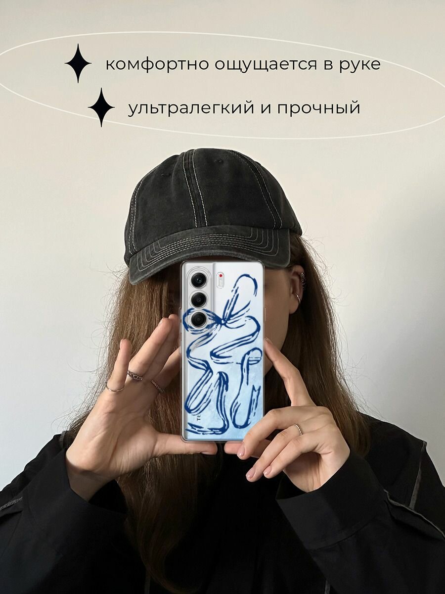 Чехол на Tecno Camon 40 Pro 5G / Текно Камон 40 Про 5G с принтом "Синие очертания банта 2" — фото 1