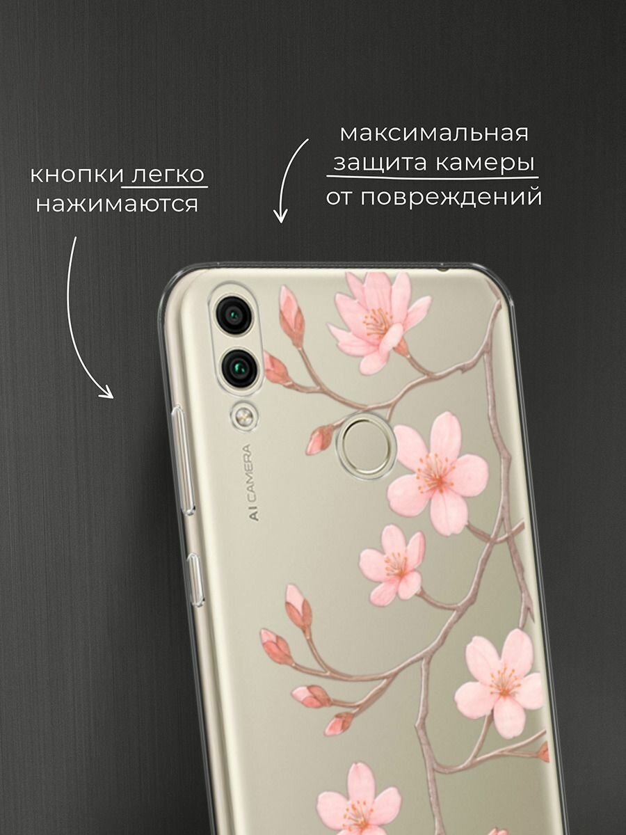 Чехол на Honor 8C / Хонор 8С с принтом "Веточка распускающейся сакуры 2" — фото 1