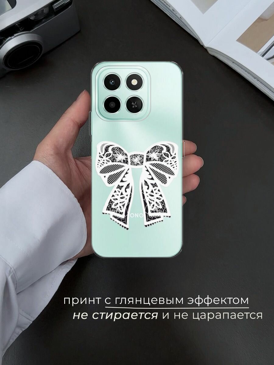 Чехол на Honor X6c / Хонор X6c с принтом "Черно-белый бант 2" — фото 1