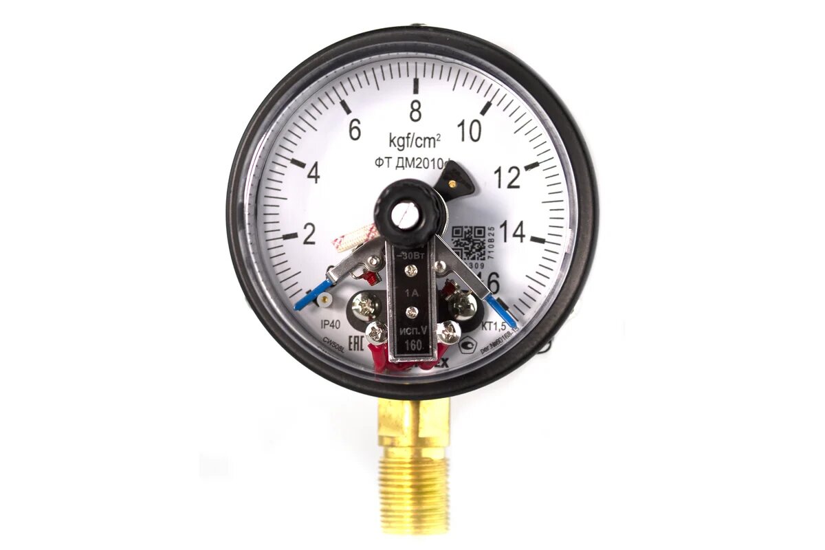 Физтех Манометр ДМ2010ф, диапазон 0-16 кгс/см2, кт.1,5, d.100, резьба M20x1,5, IP40
