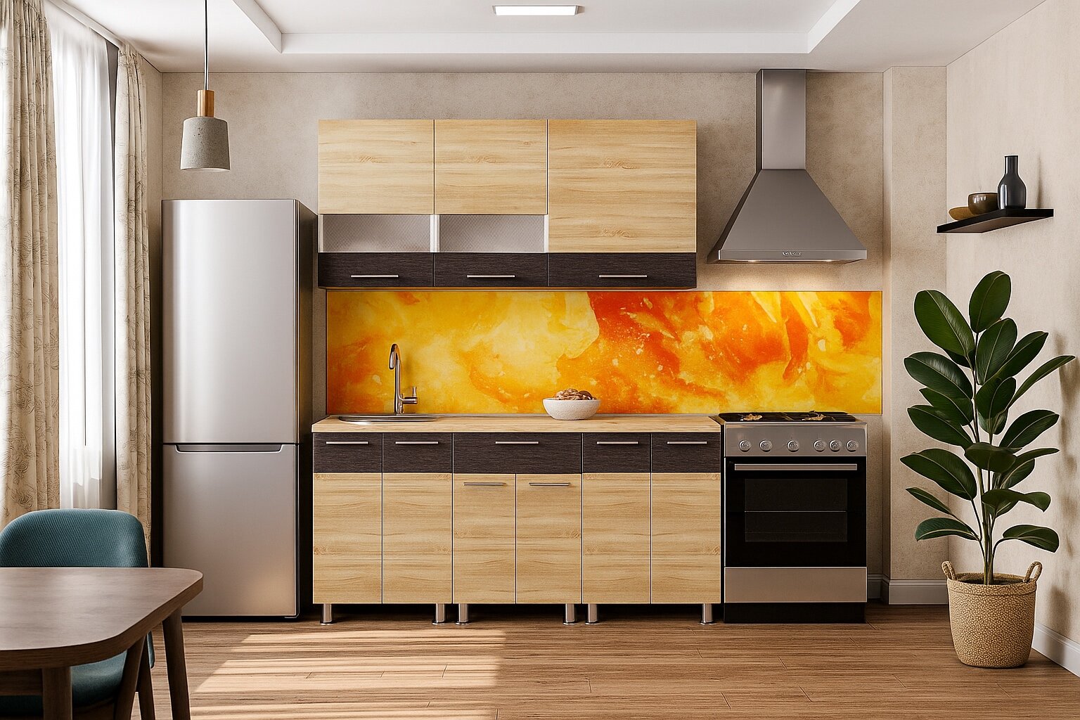 Кухонный модульный прямой гарнитур 180 см "Николь-17" сонома венге