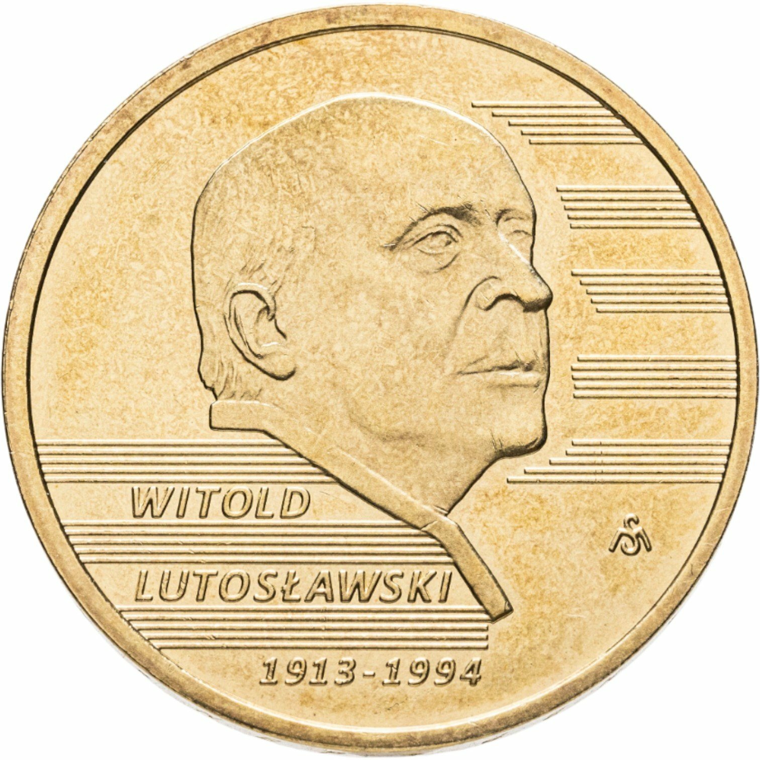 Польша 2 злотых 2013 "100 лет со дня рождения Витольда Лютославского", Латунь, в сохранности UNC