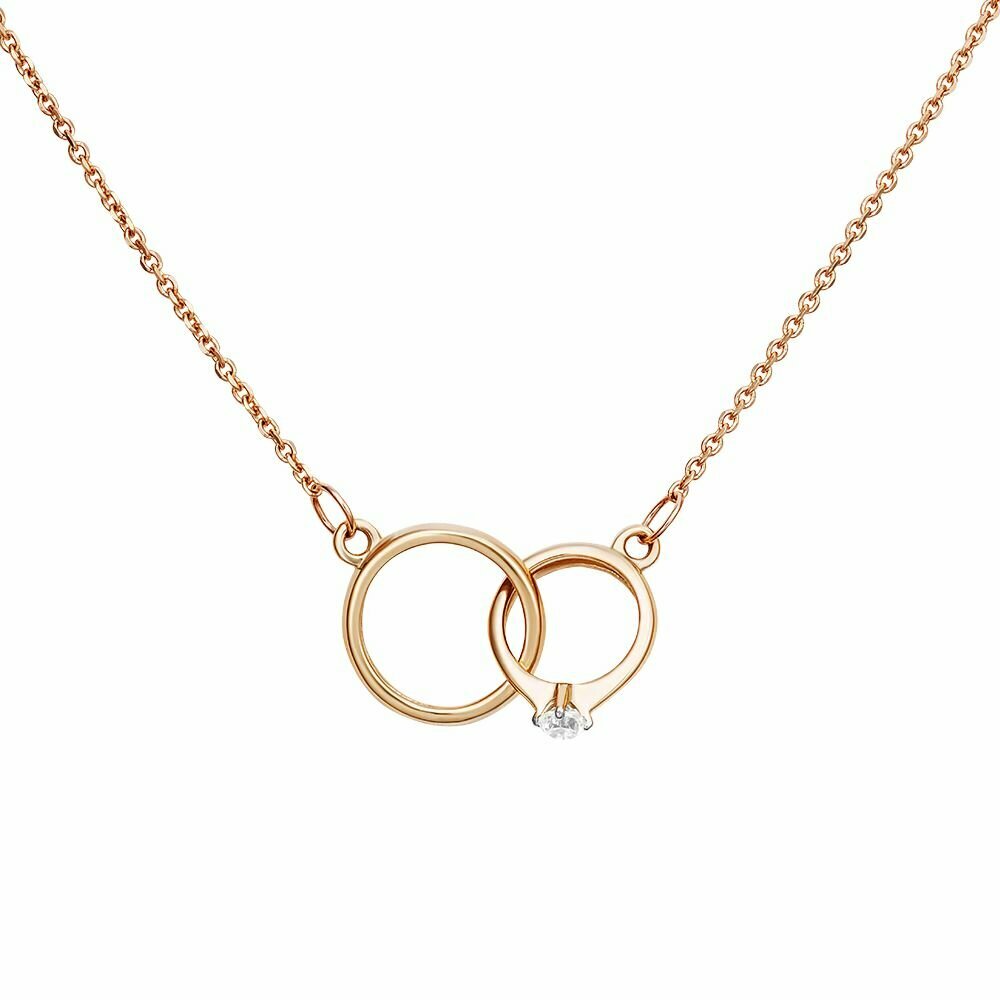 Колье, красное золото, 585 проба, фианит