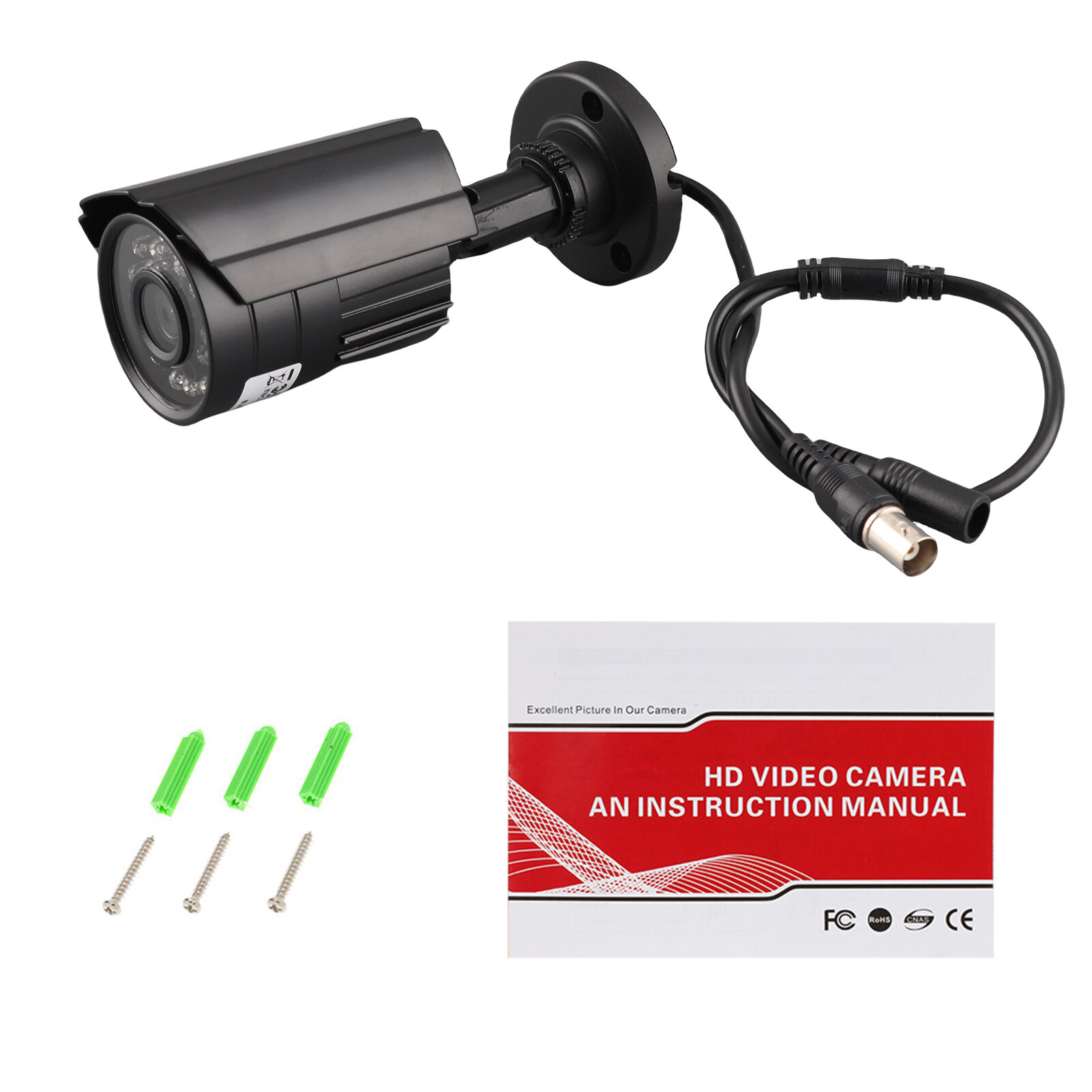 1200TVL CCTV-камера цилиндрической формы с 24 ИК-лампами, ночным видением, 1/3' CMOS-матрицей, ИК-фильтром, водонепроницаемая, для домашней безопасности, система PAL.