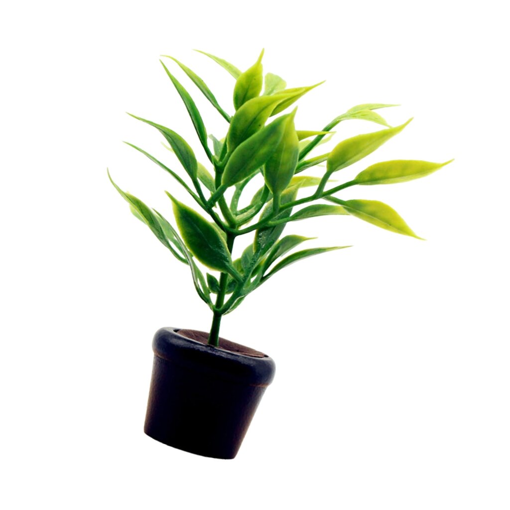 Миниатюрная садовая мебель для кукольного домика, модель цветочного горшка - чёрный листья