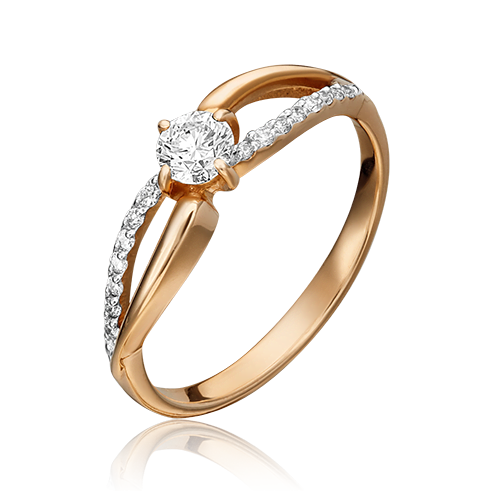 Кольцо, красное золото, 585 проба, бриллиант