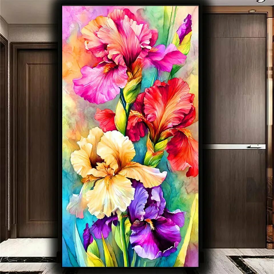 Алмазная живопись Juhua Розовые цветы ириса