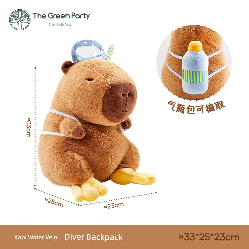 Официальный плюшевый брелок-игрушка «Капибара» серии «Дайвер» от TheGreenParty Плюшевая игрушка «Капибара-дайвер» —