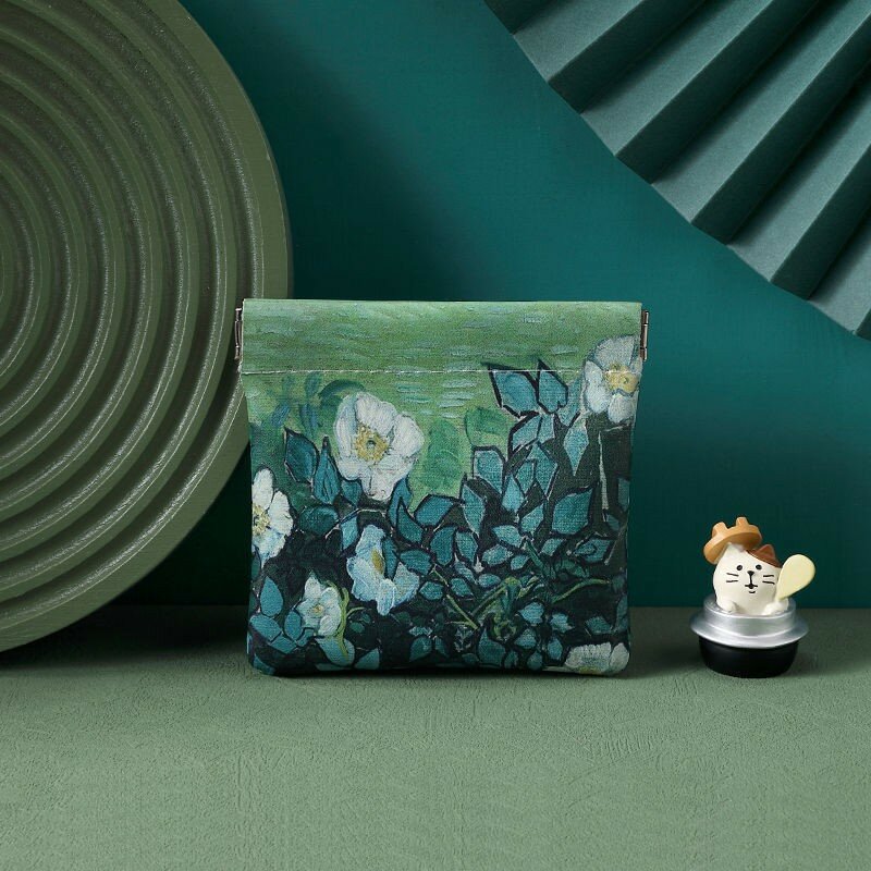 Маленький портативный чехол с автоматической застежкой для помады, ключей и наушников - узор дикая роза, компактный