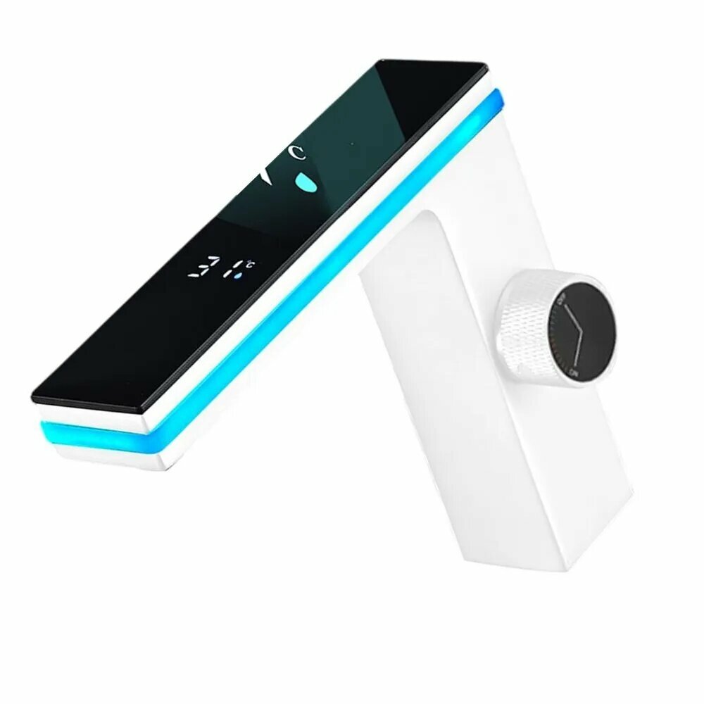 (1 комплект) Интеллектуальный цифровой дисплей с подсветкой для горячей и холодной воды-белый