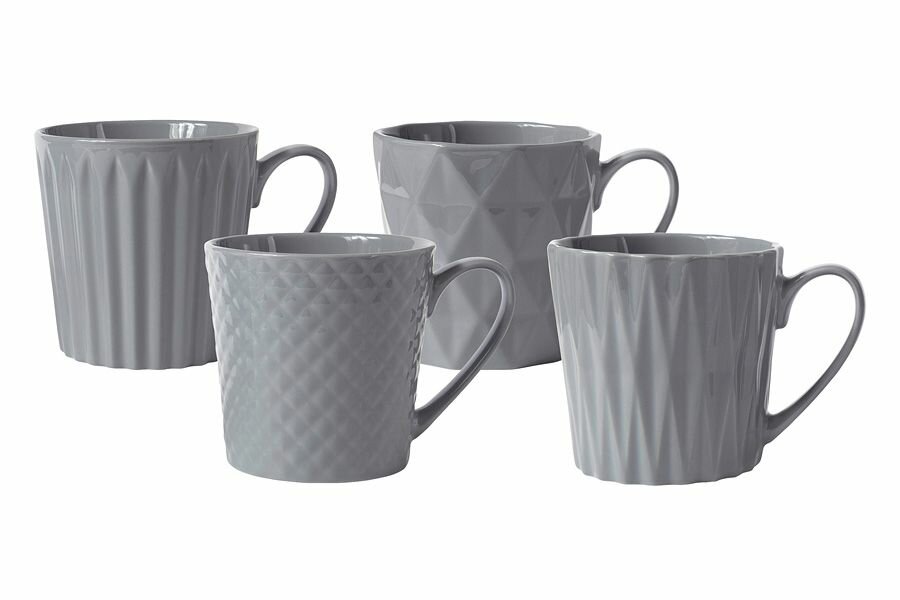 Набор кружек Nova, серый, 0,38 л, 4 шт, чашки для чая и кофе
