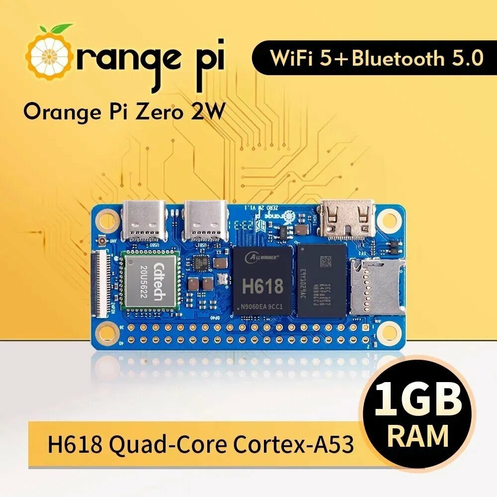 Orange Pi Zero 2W 1GB RAM DDR4 Mini PC Allwinner H618 Материнск плат