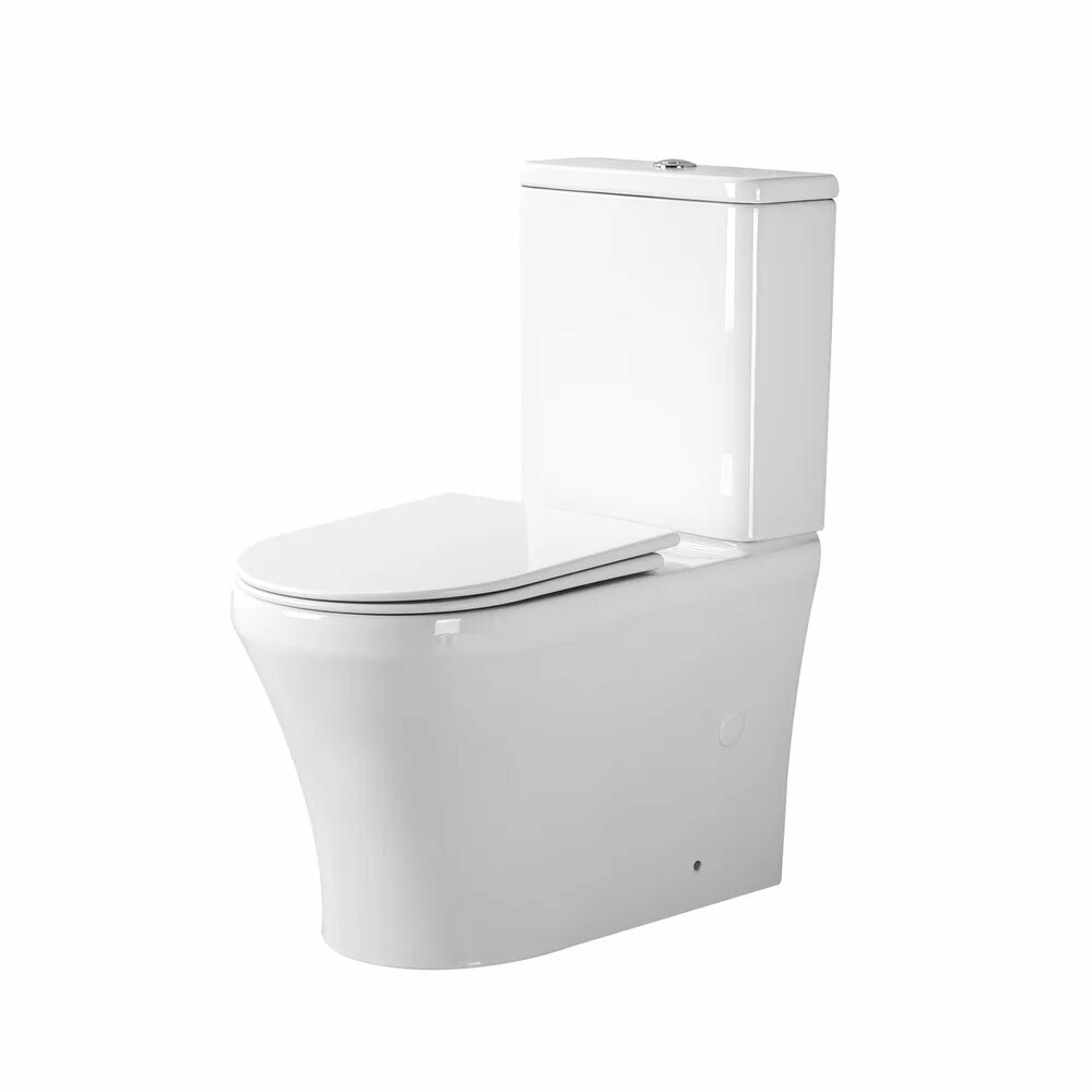 Унитаз-компакт напольный Grossman Торнадо GR-4485SQ с микролифтом, безободковый, антивсплеск, фаянсовый, белый, глянцевый, овальный, с нижним подводом, сиденье для унитаза в комплекте