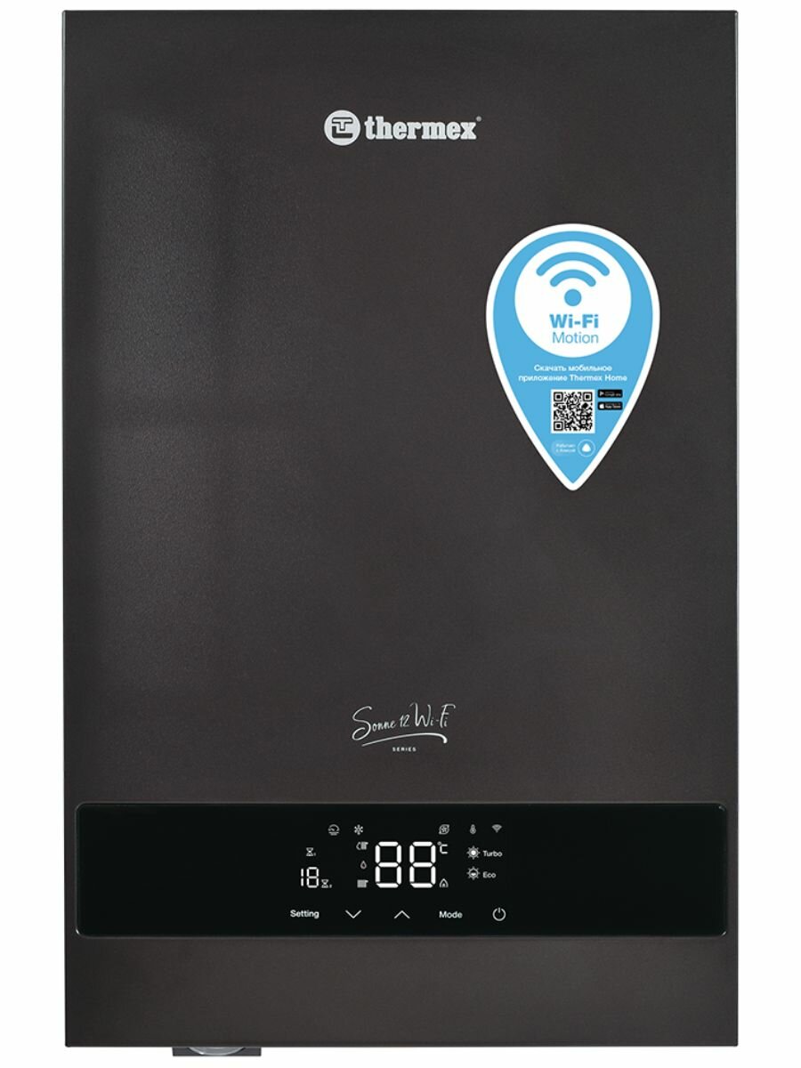 Электрический котел Thermex Sonne 12 Wi-Fi, настенный, расширительный бак 6 л, серый
