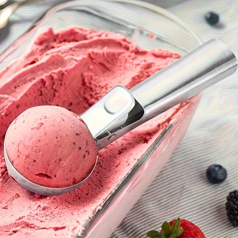 Совок для мороженого и фруктовая ложка из нержавеющей стали, серебристый