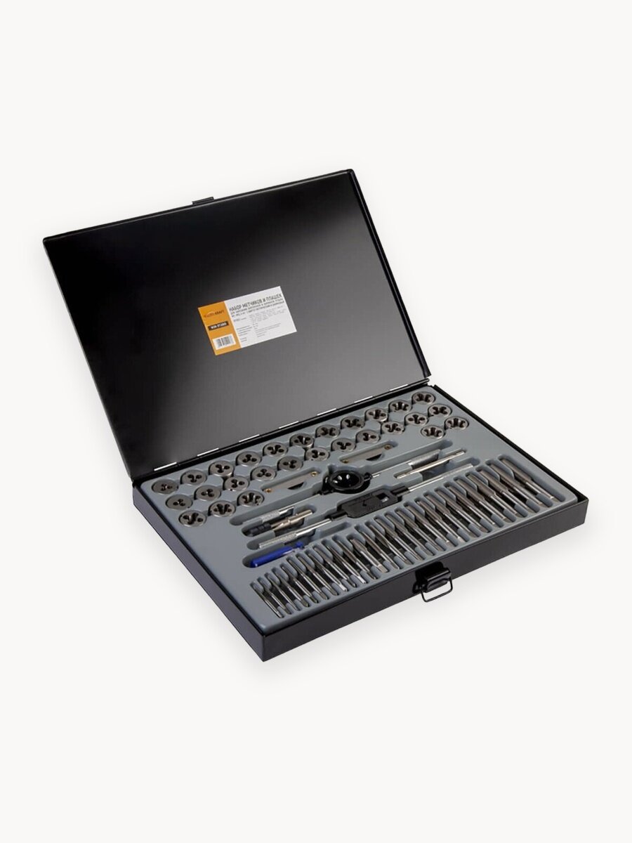 Набор метчиков и плашек М3 - 12, 4-40 - 1/8NPT27, 60 предметов, WIEDERKRAFT WDK-DT3060