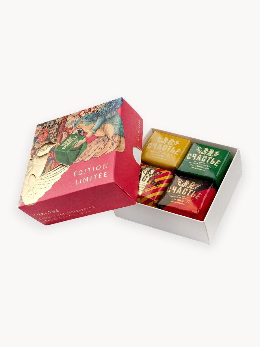 Конфеты ассорти пралине счастье в шоколаде, набор из 4 конфет 200 г, коллекция Осень-Зима