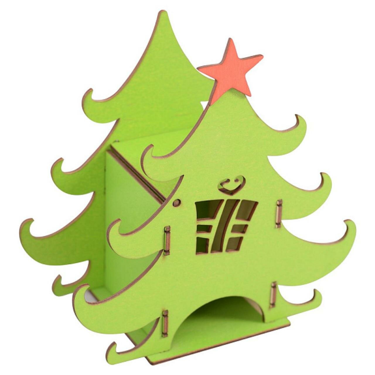 Подставка для чайных пакетиков Мультидом "Новогодняя Елочка", дерево, береза, фигурная