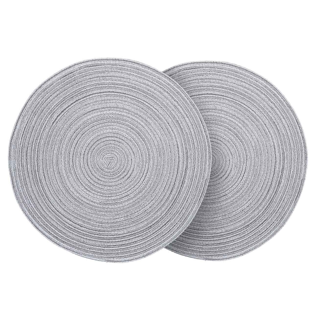 Салфетка под приборы, 38 см, 2 шт, полиэстер, круглая, серая, Rotary, Kuchenland