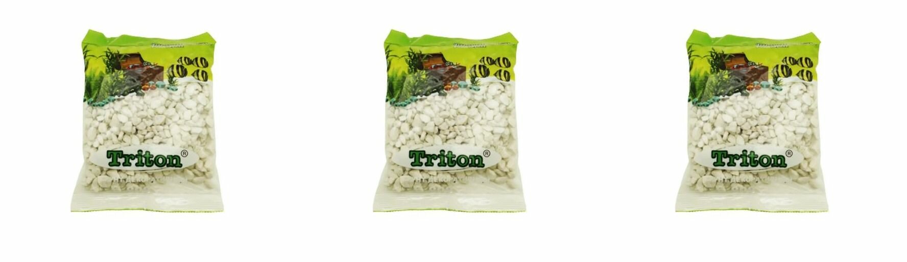 Triton Грунт для аквариума крупный, блестящий, белый, 800 г - 3 шт